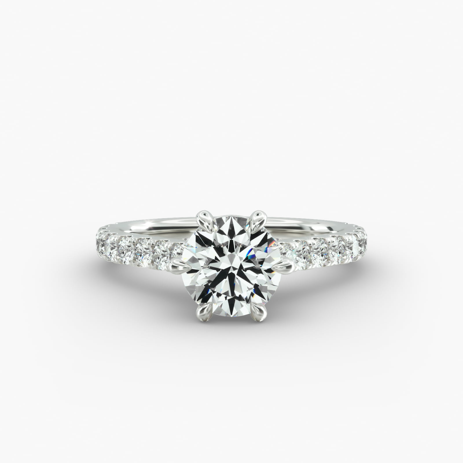 Cathedral Pavé Engagement Ring 6-Prong Secret Diamond Head