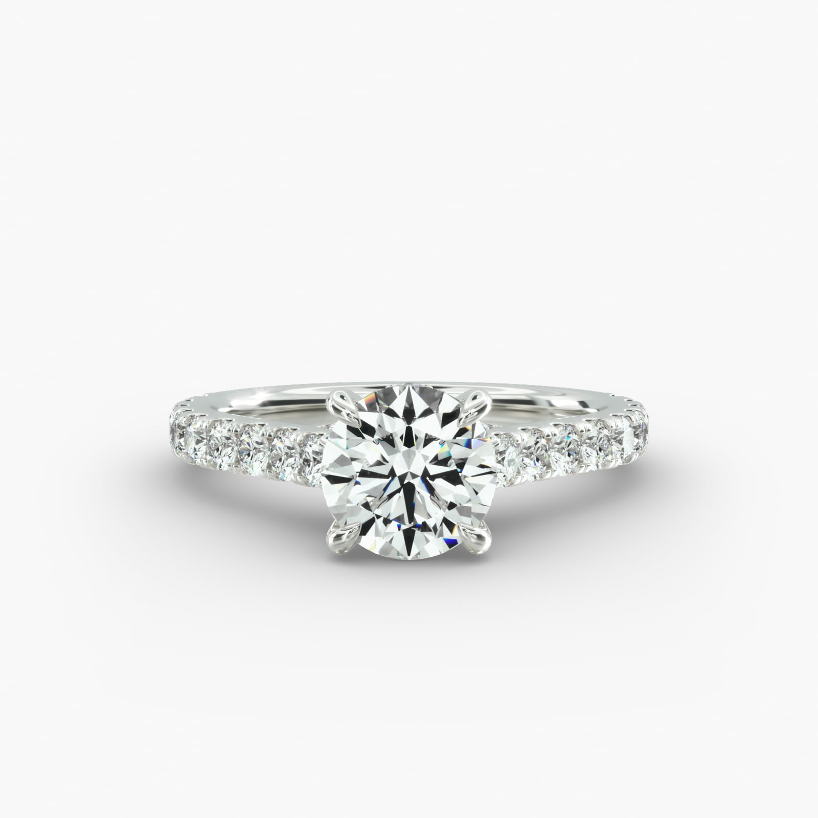 Cathedral Pavé Engagement Ring Hidden Halo Head
