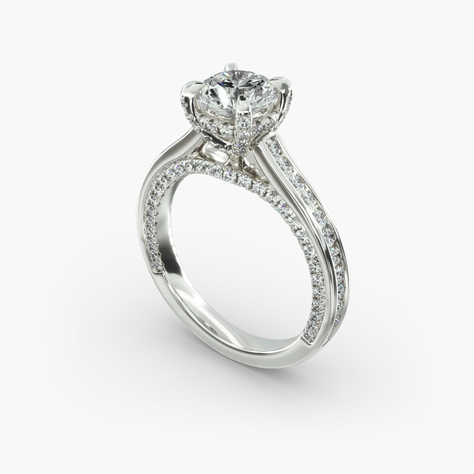 Round Channel Engagement Ring Diamond Basket Head