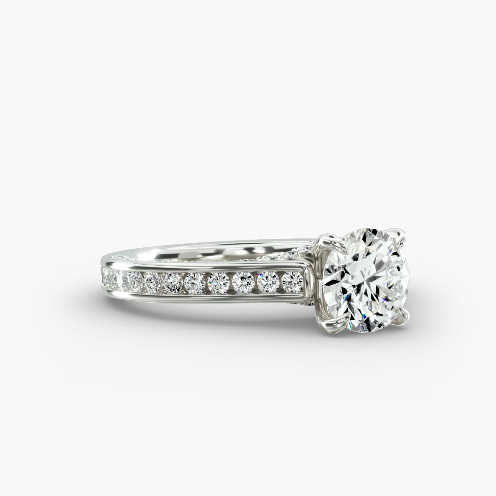Round Channel Engagement Ring Secret Diamond Head