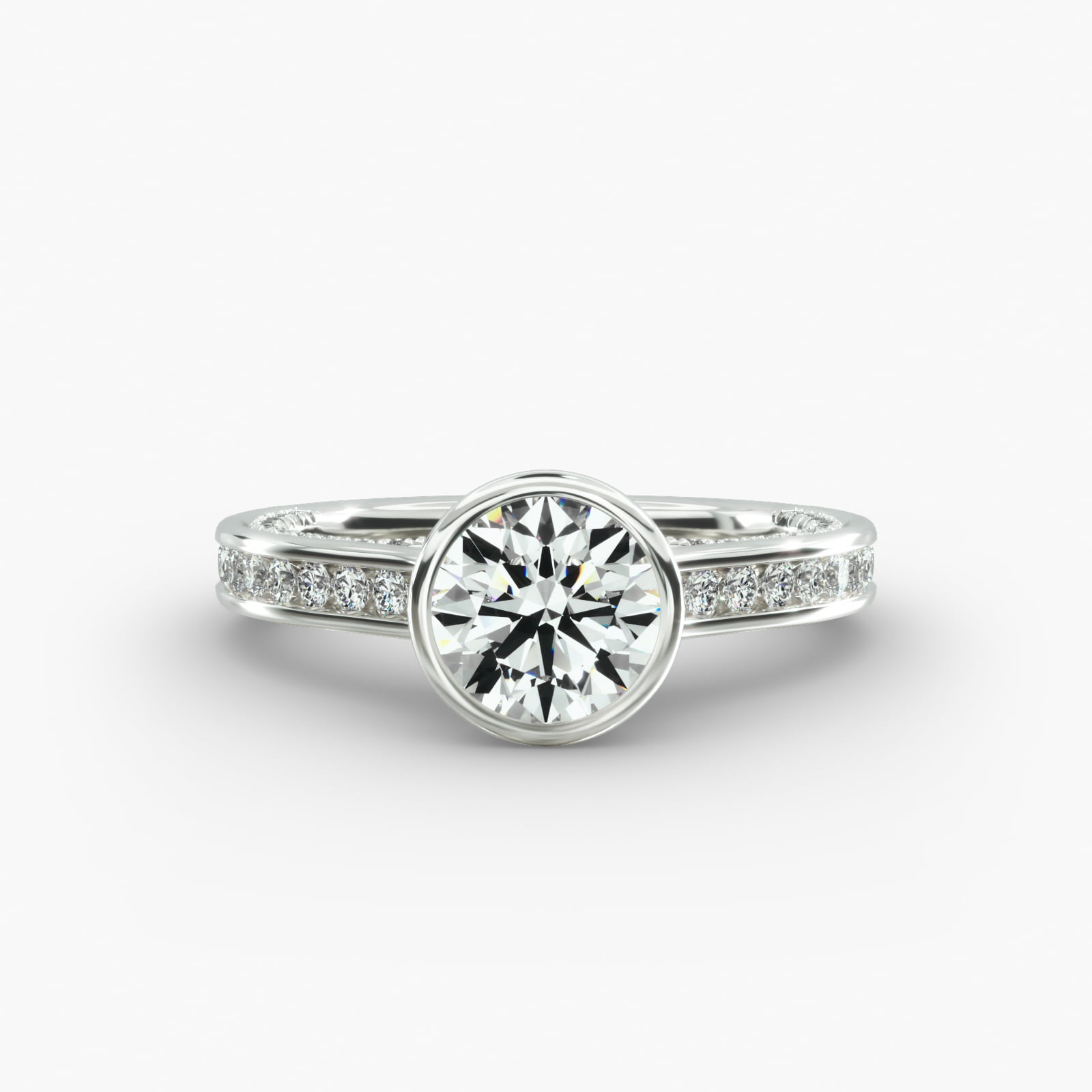 Round Channel Engagement Ring Classic Bezel Head