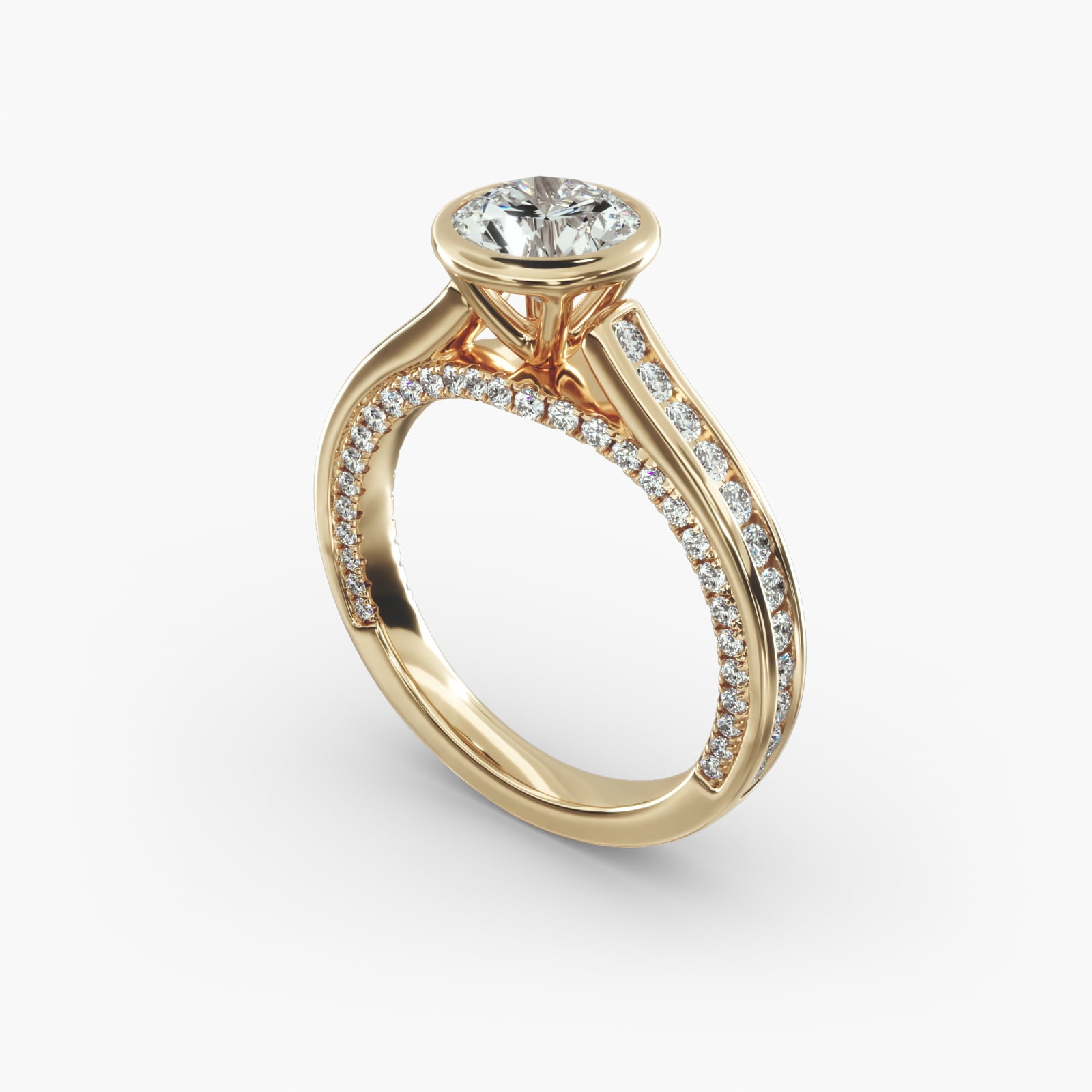 Round Channel Engagement Ring Classic Bezel Head