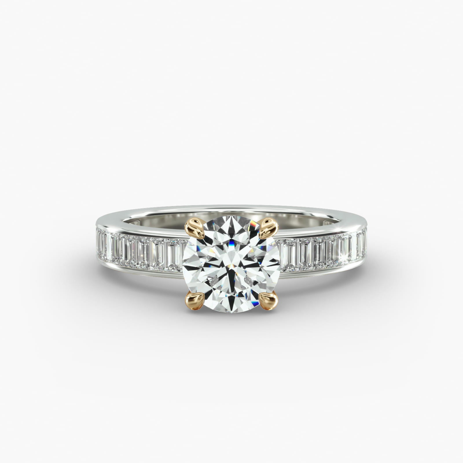 Baguette Channel Engagement Ring Classic Basket Head