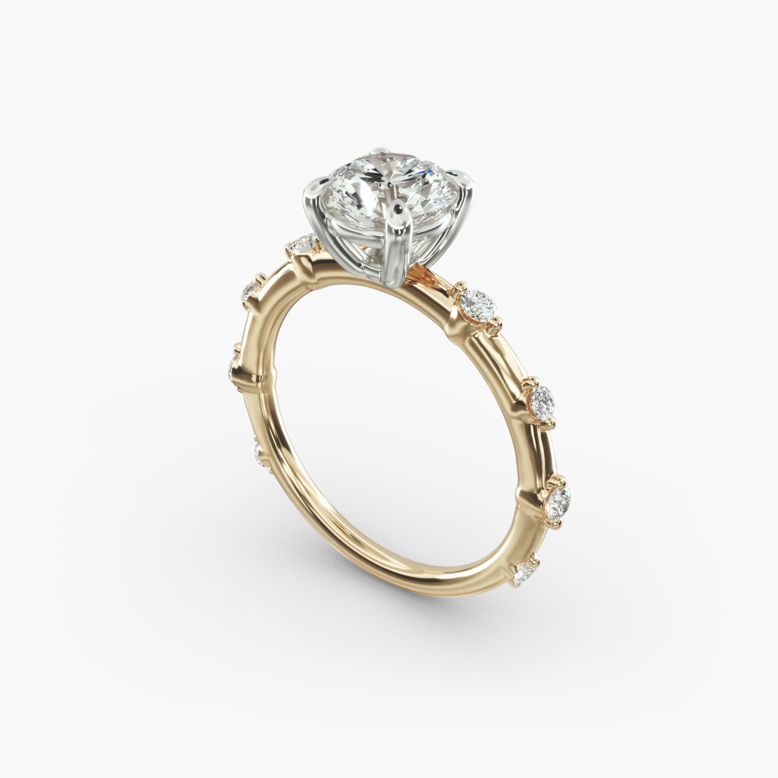 Floating Station Engagement Ring Classic Basket Head