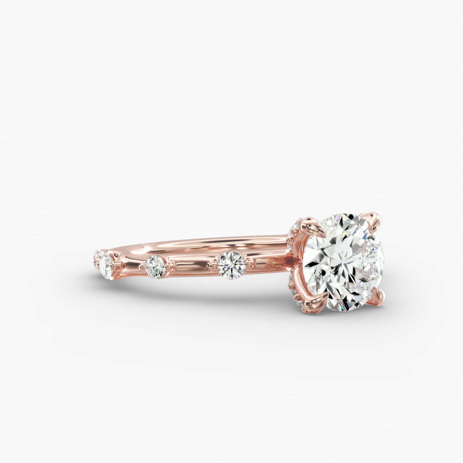 Floating Station Engagement Ring Diamond Tulip Head