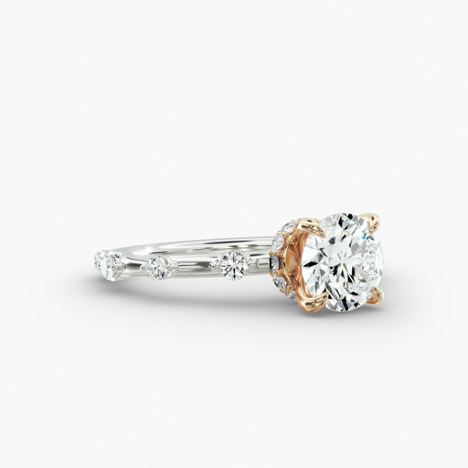 Floating Station Engagement Ring Hidden Halo Head