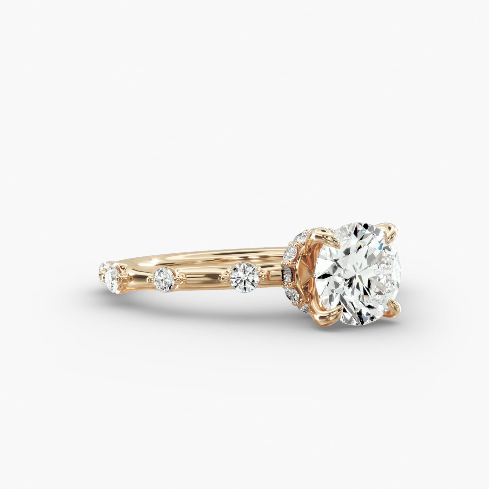 Floating Station Engagement Ring Hidden Halo Head