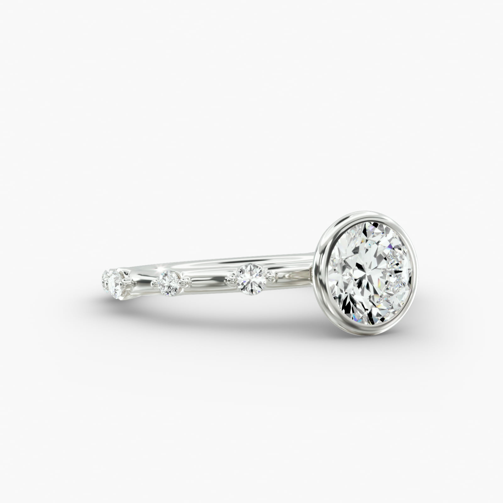 Floating Station Engagement Ring Classic Bezel Head
