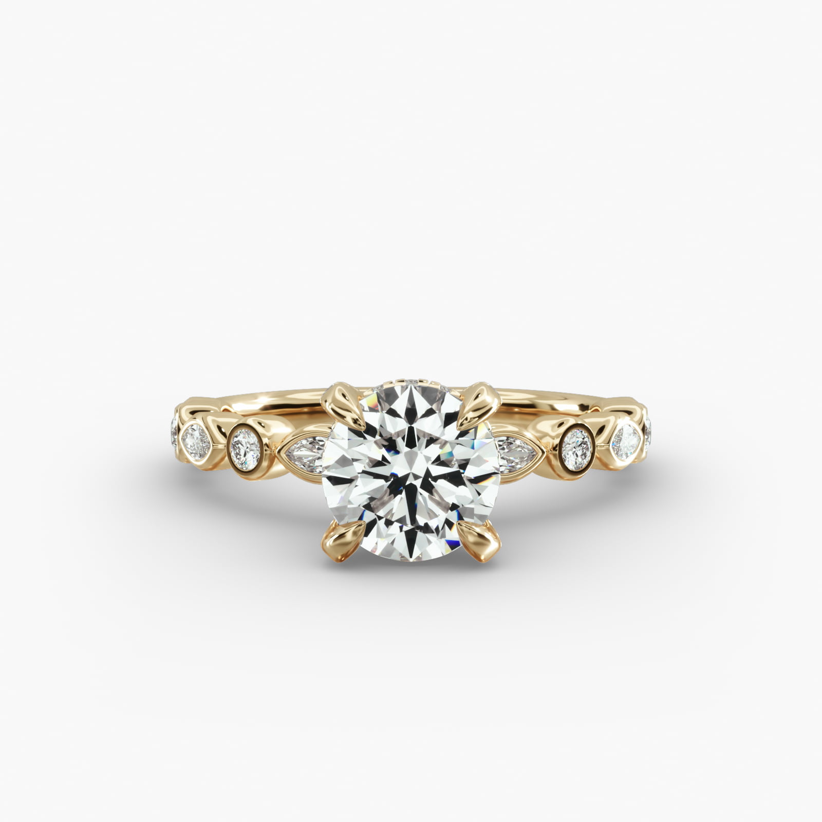 Alternating Marquise Engagement Ring Diamond Basket Head
