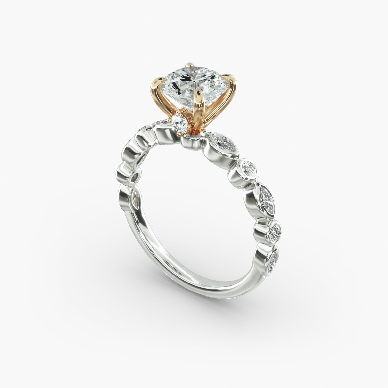 Alternating Marquise Engagement Ring Secret Diamond Head