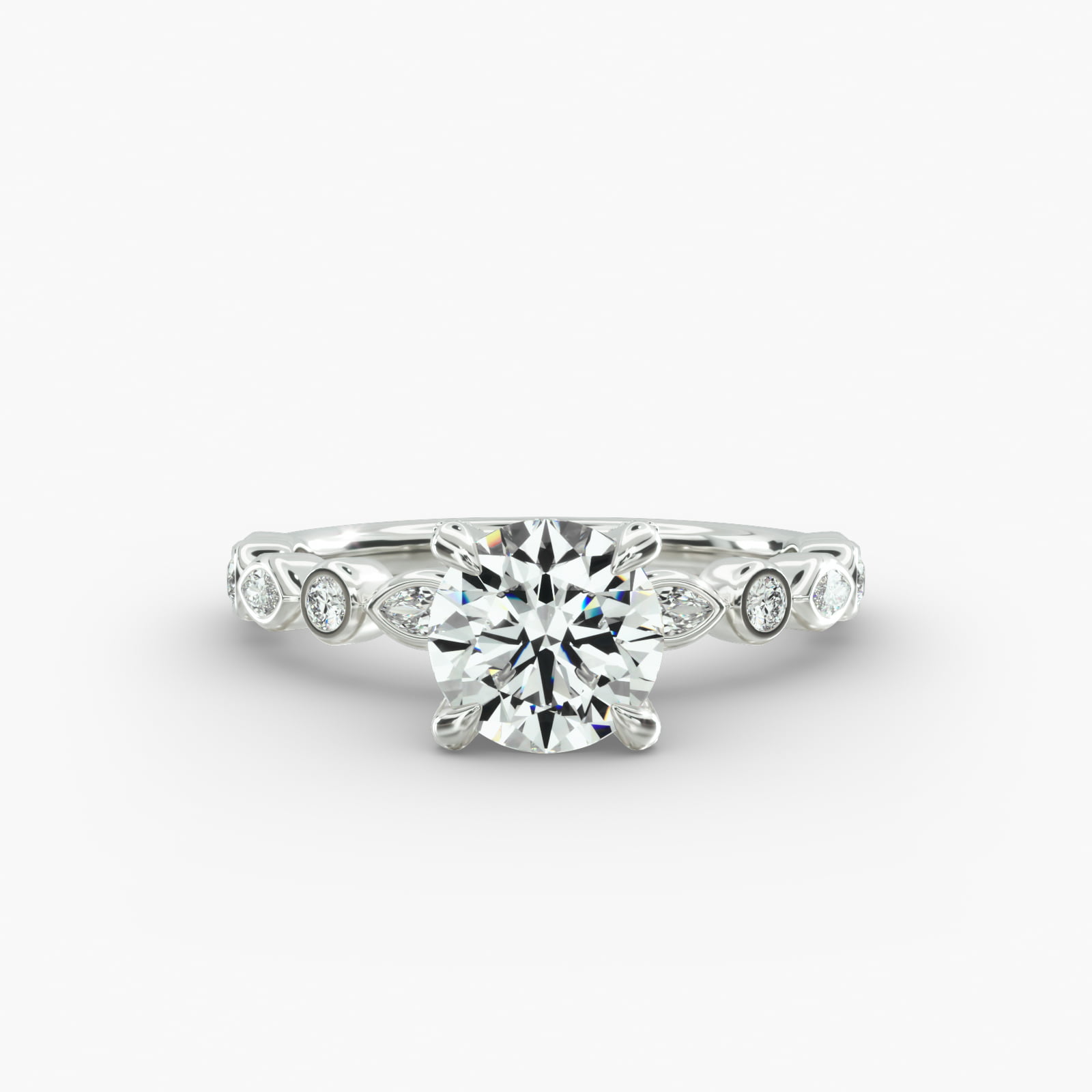 Alternating Marquise Engagement Ring Diamond Tulip Head
