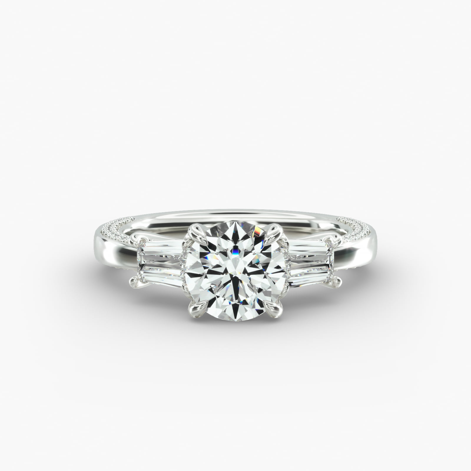 Three-Stone Engagement Ring Secret Diamond Head