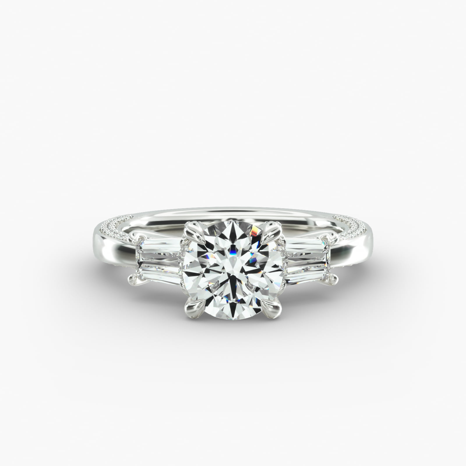 Three-Stone Engagement Ring Diamond Tulip Head