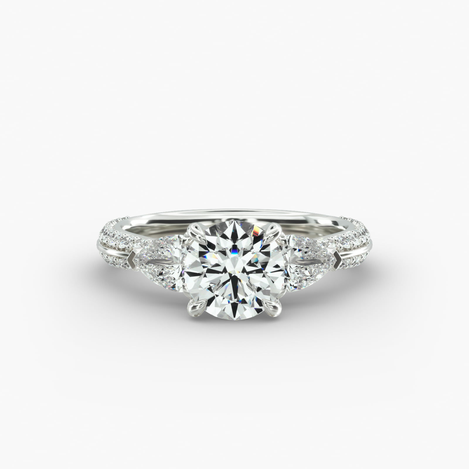 Knife Edge Pavé Engagement Ring Secret Diamond Head