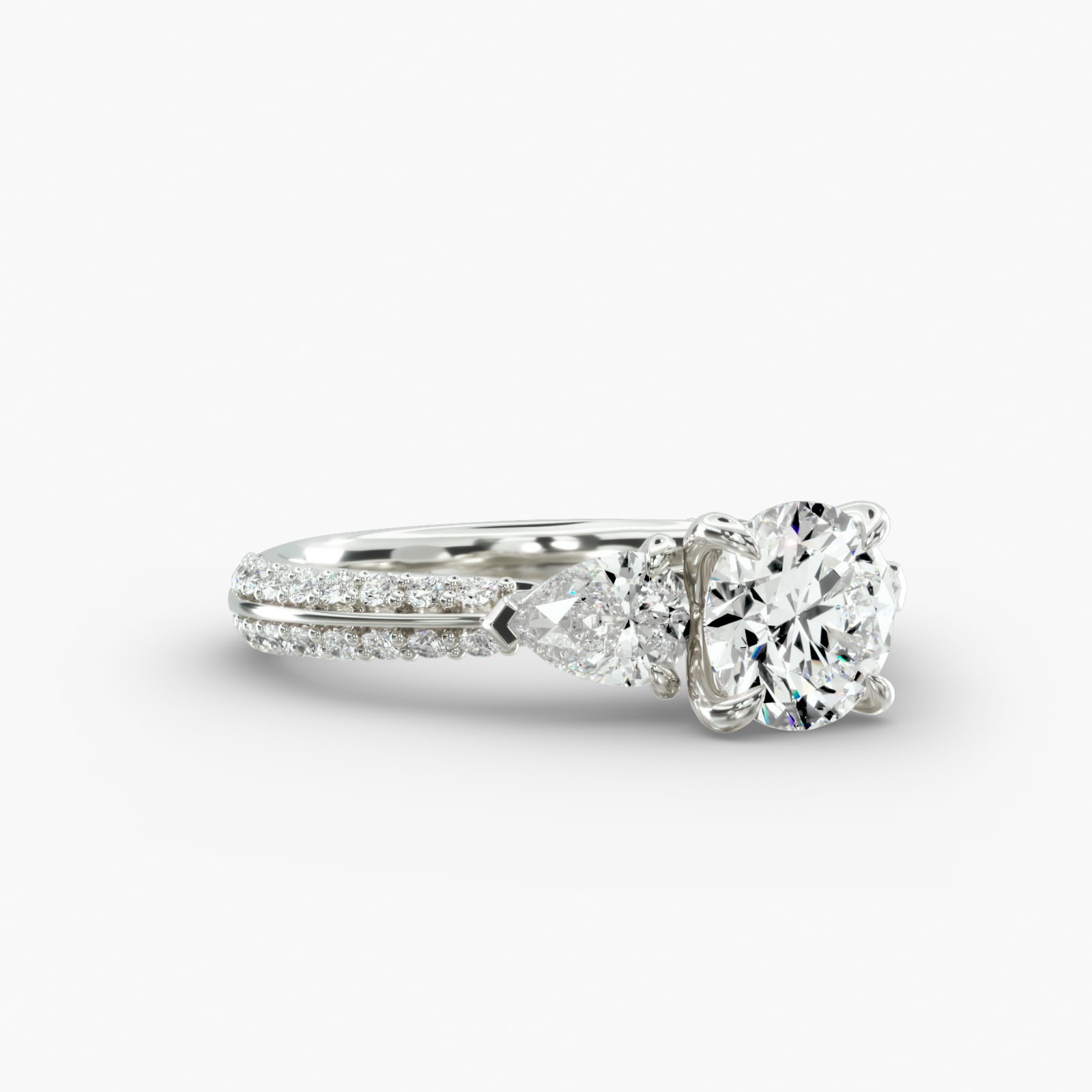 Knife Edge Pavé Engagement Ring Secret Diamond Head