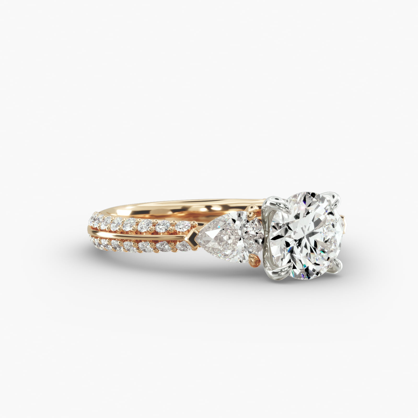 Knife Edge Pavé Engagement Ring Secret Diamond Head