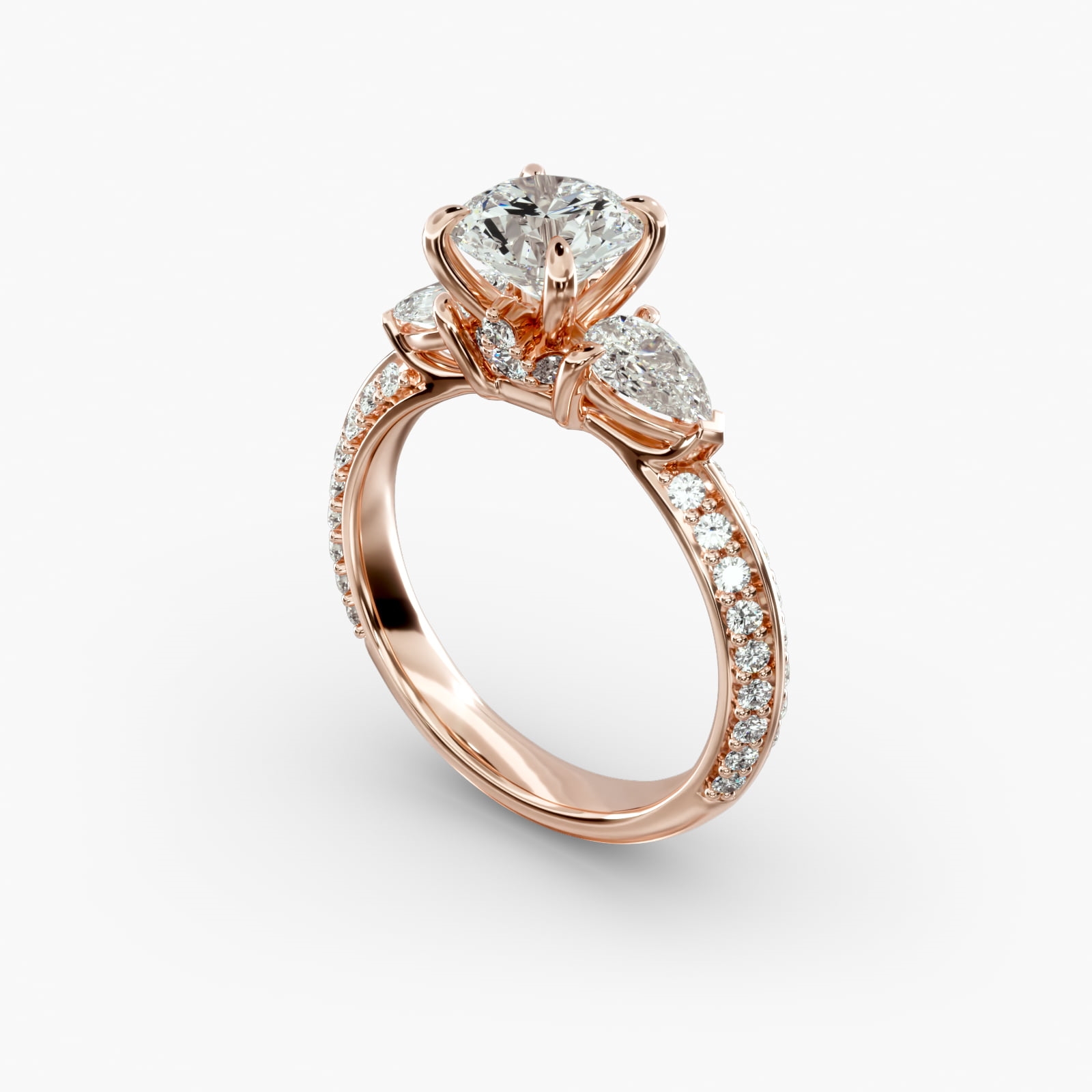 Knife Edge Pavé Engagement Ring Clustered Diamond Head
