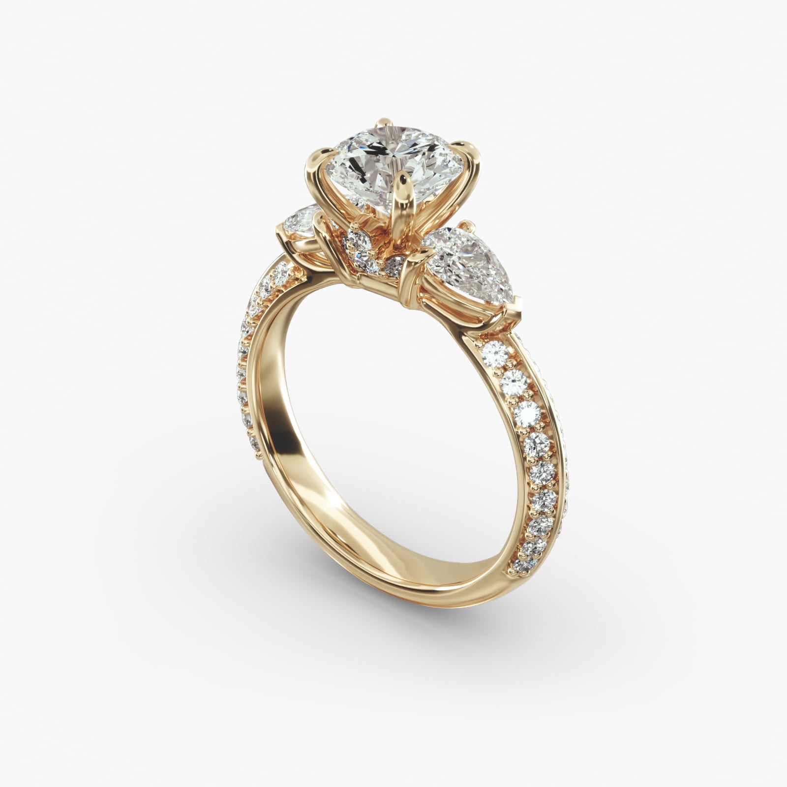 Knife Edge Pavé Engagement Ring Clustered Diamond Head