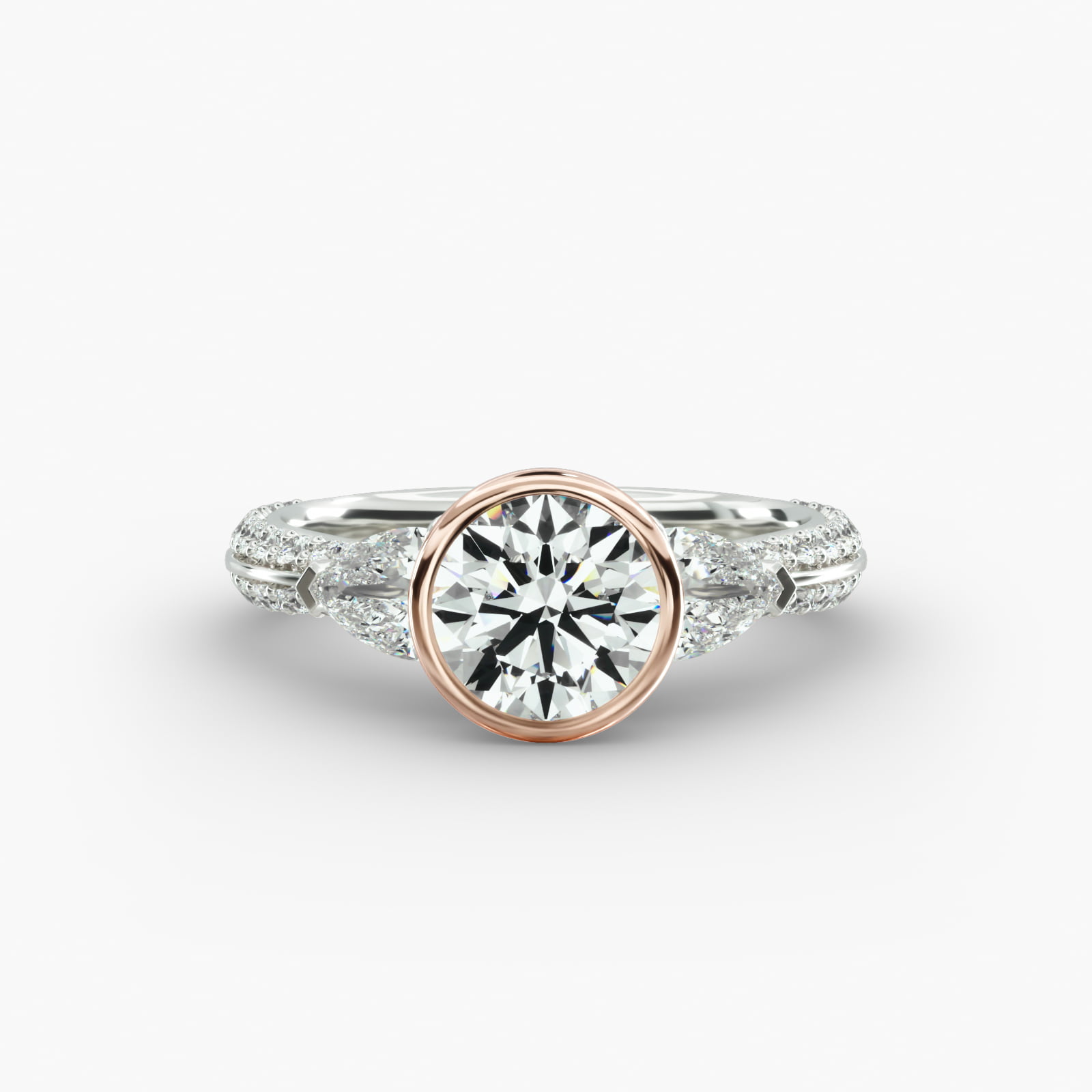 Knife Edge Pavé Engagement Ring Classic Bezel Head