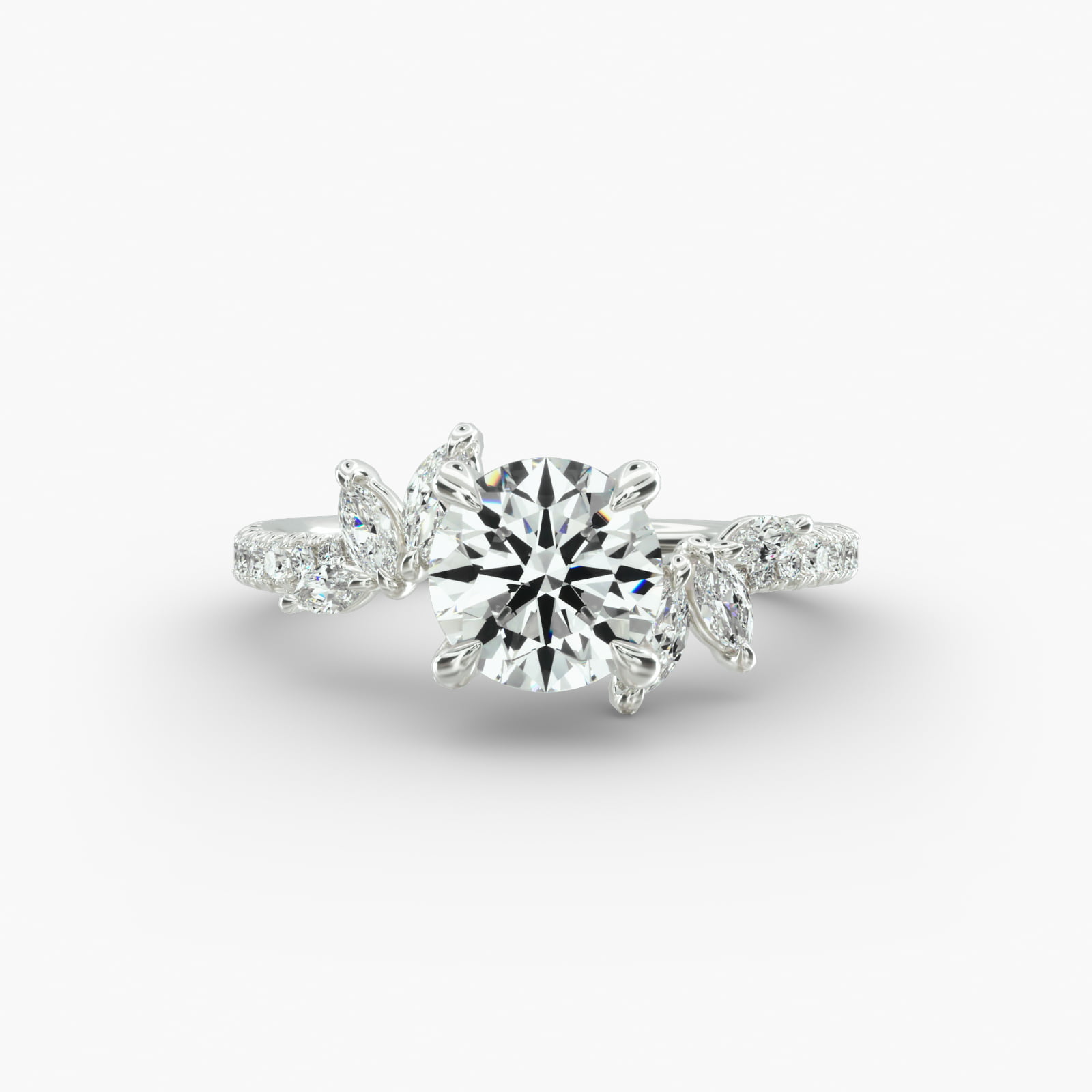 Floral Bypass Engagement Ring Diamond Tulip Head