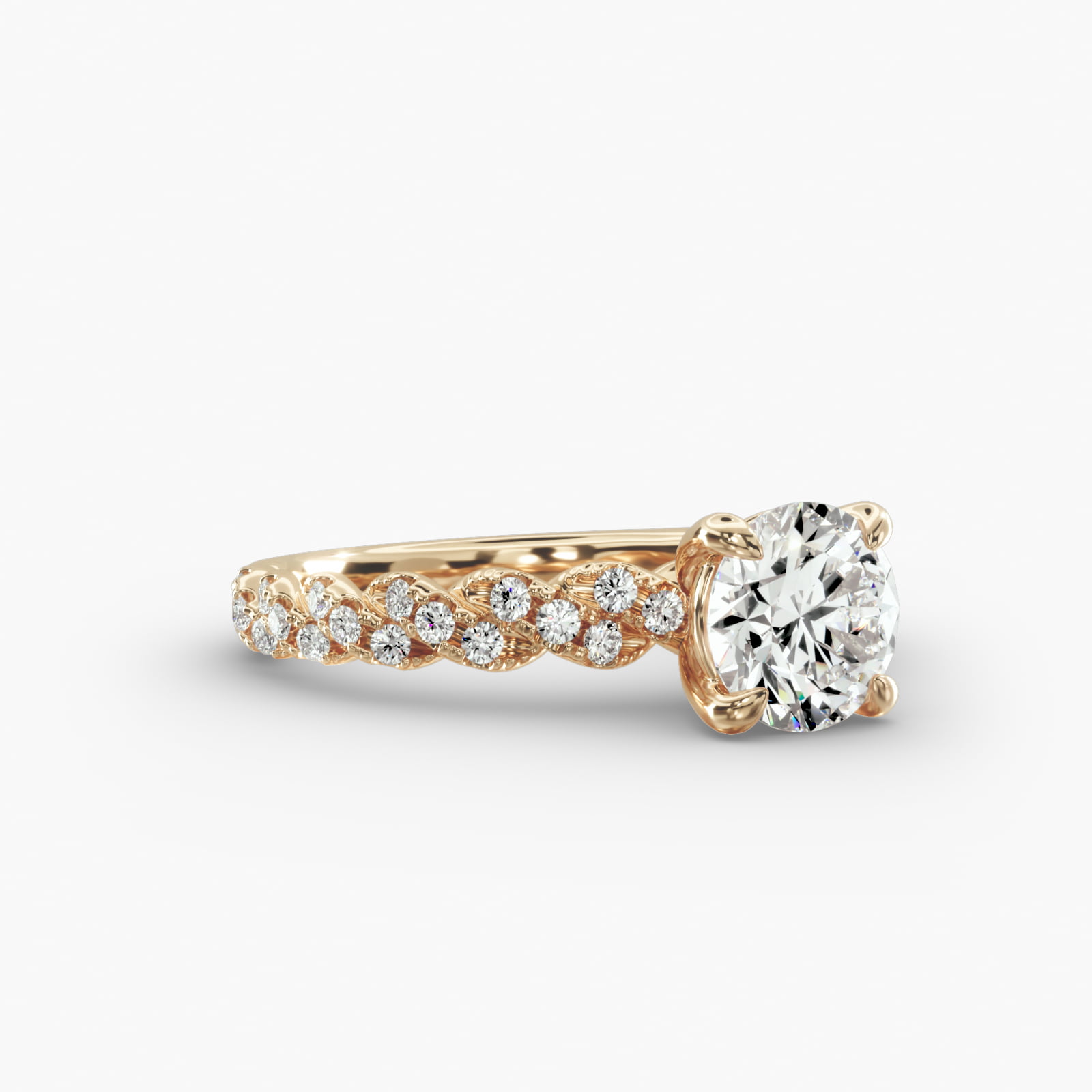 Twist Pavé Engagement Ring Classic Basket Head