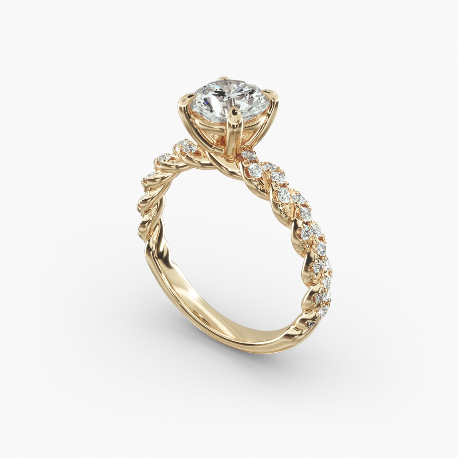 Twist Pavé Engagement Ring Classic Basket Head