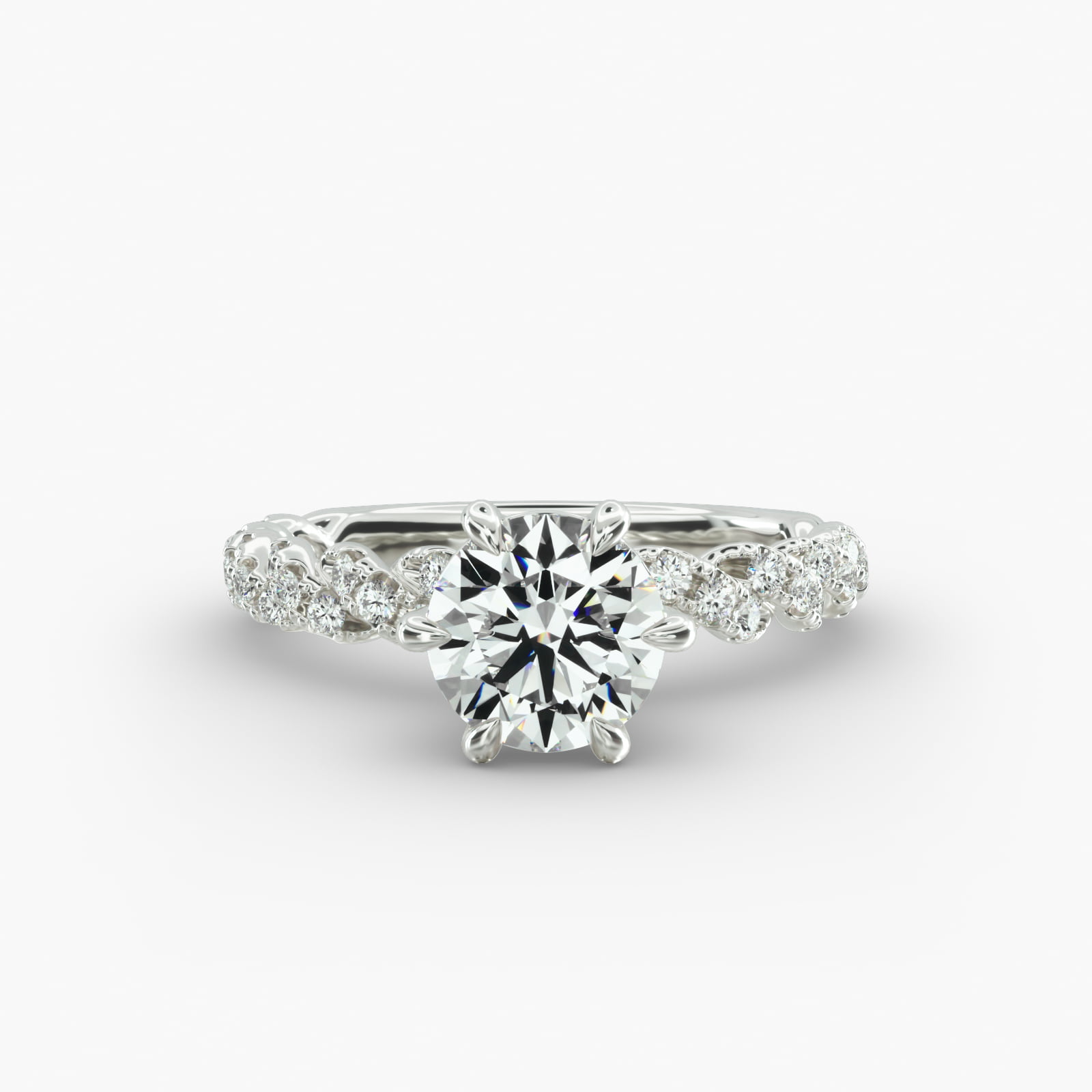 Twist Pavé Engagement Ring 6-Prong Secret Diamond Head