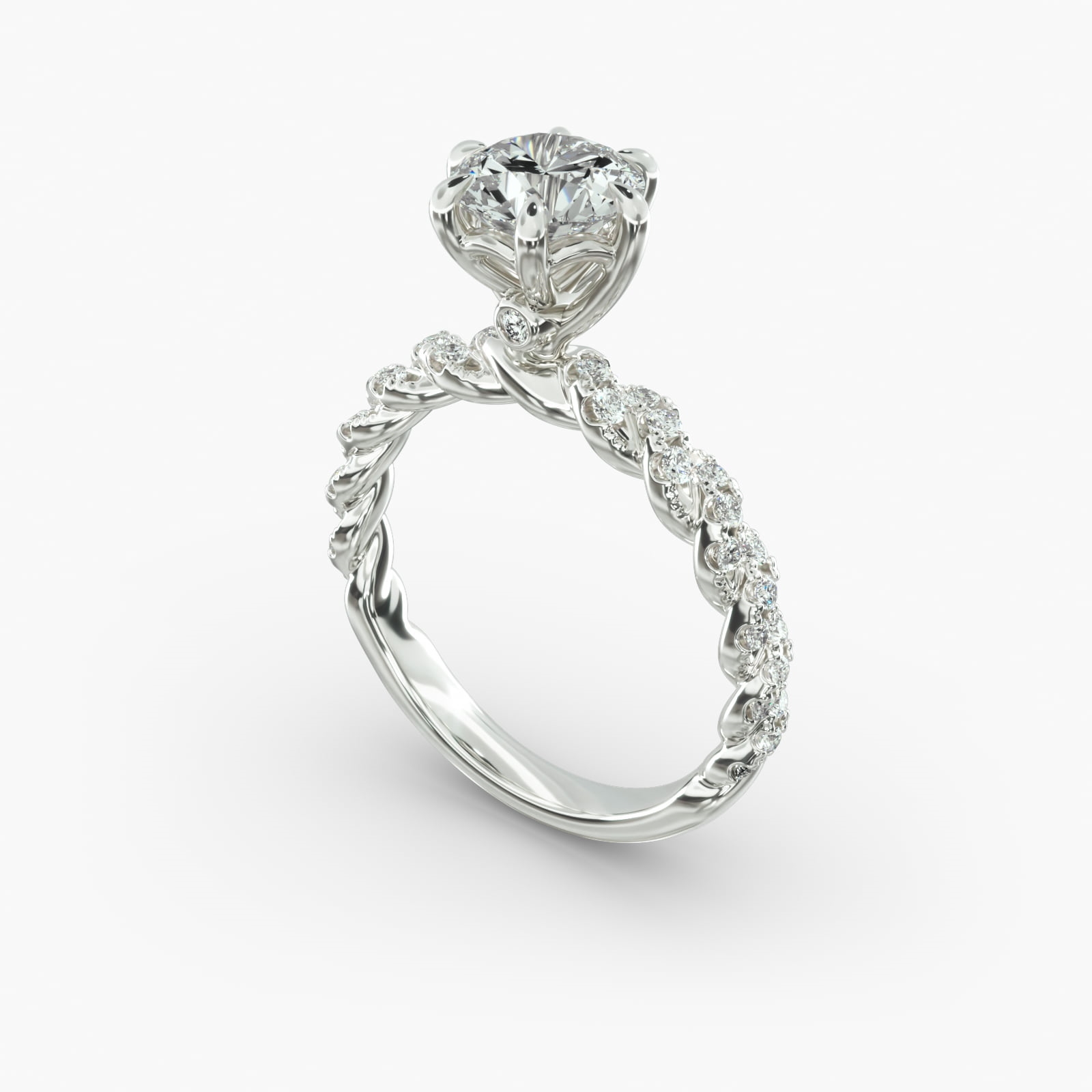 Twist Pavé Engagement Ring 6-Prong Secret Diamond Head