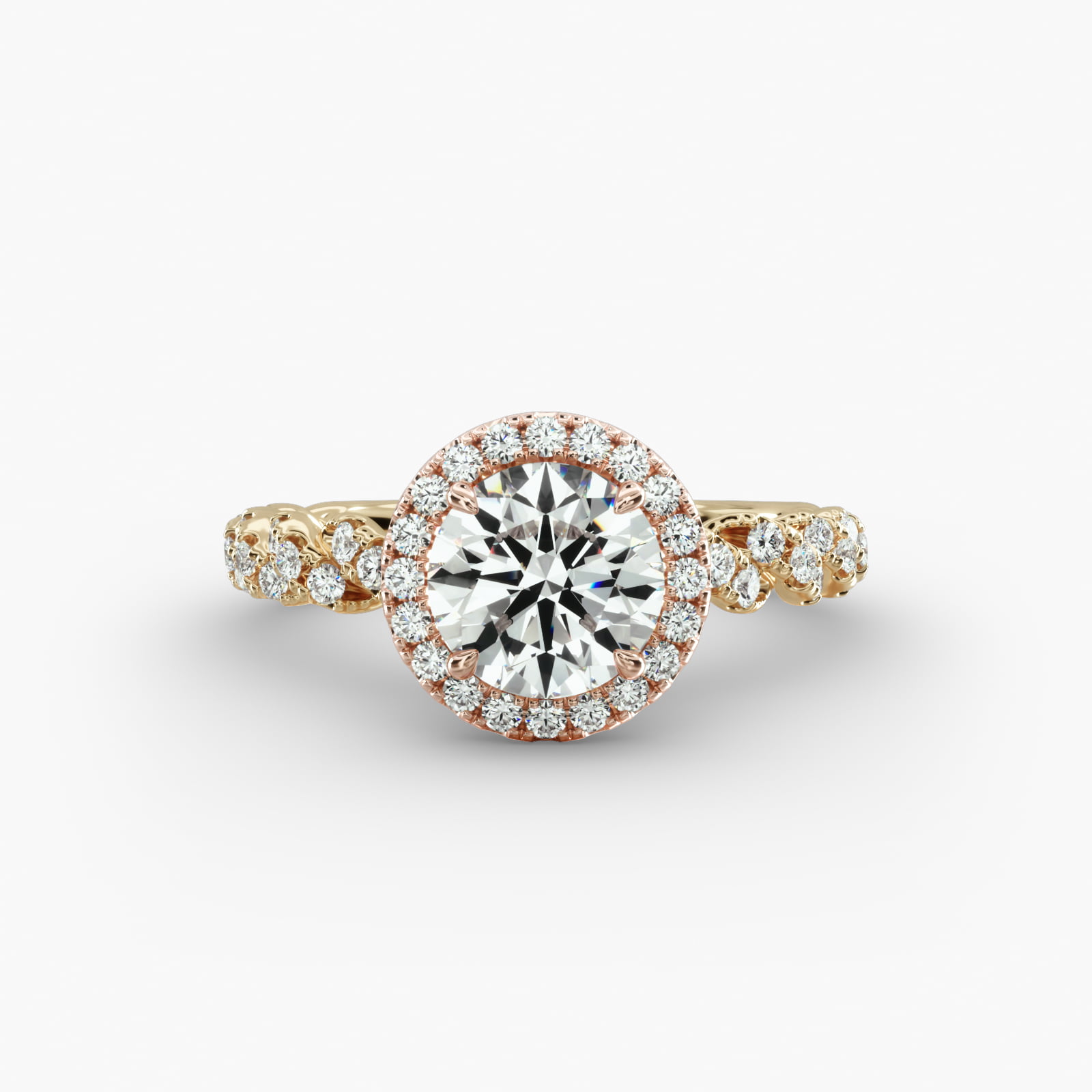 Twist Pavé Engagement Ring Classic Halo Head