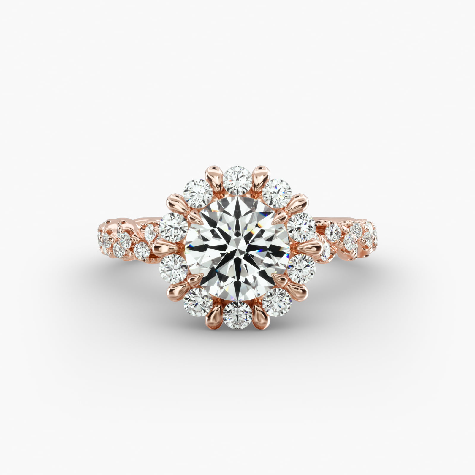 Twist Pavé Engagement Ring Floral Halo Head
