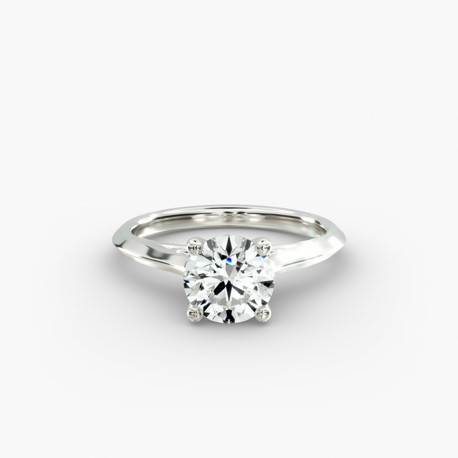 Knife Edge Lotus Bridge Solitaire Plus Diamond Engagement Ring in 14k ...