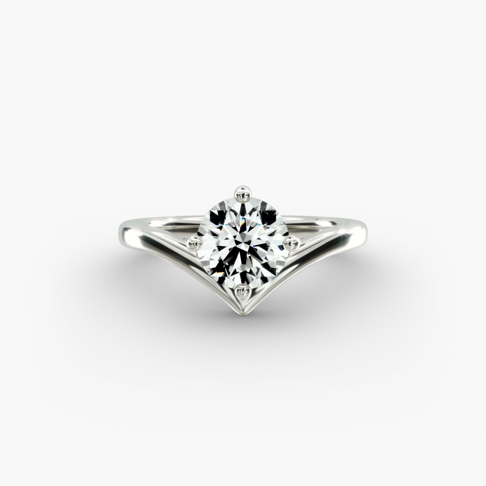 Chevron Solitaire Engagement Ring in Platinum
