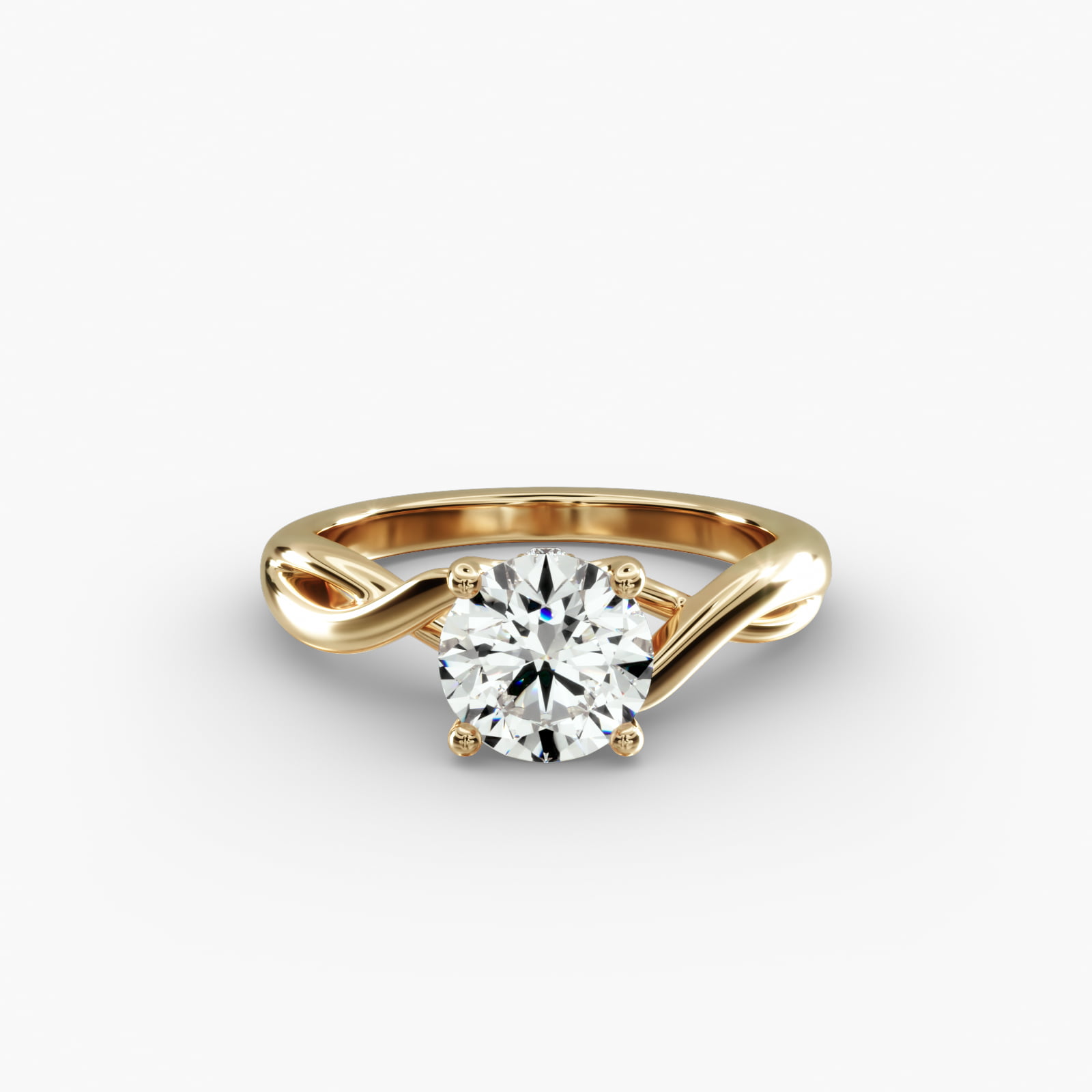 Twist Solitaire Plus Diamond Engagement Ring in 18k Yellow Gold