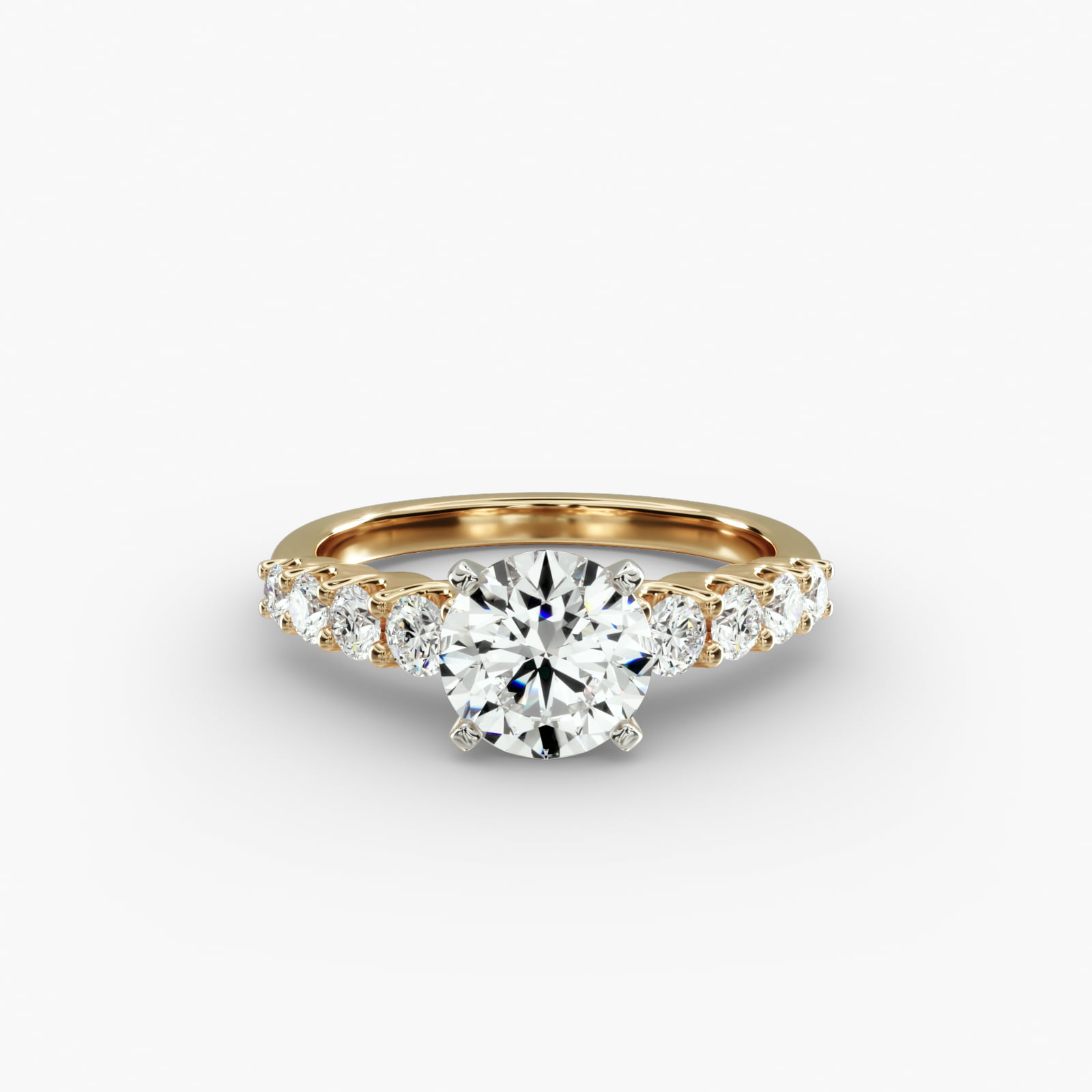 Graduated Side Stone Diamond Engagement Ring in 18k Yellow Gold (3/8 ct ...