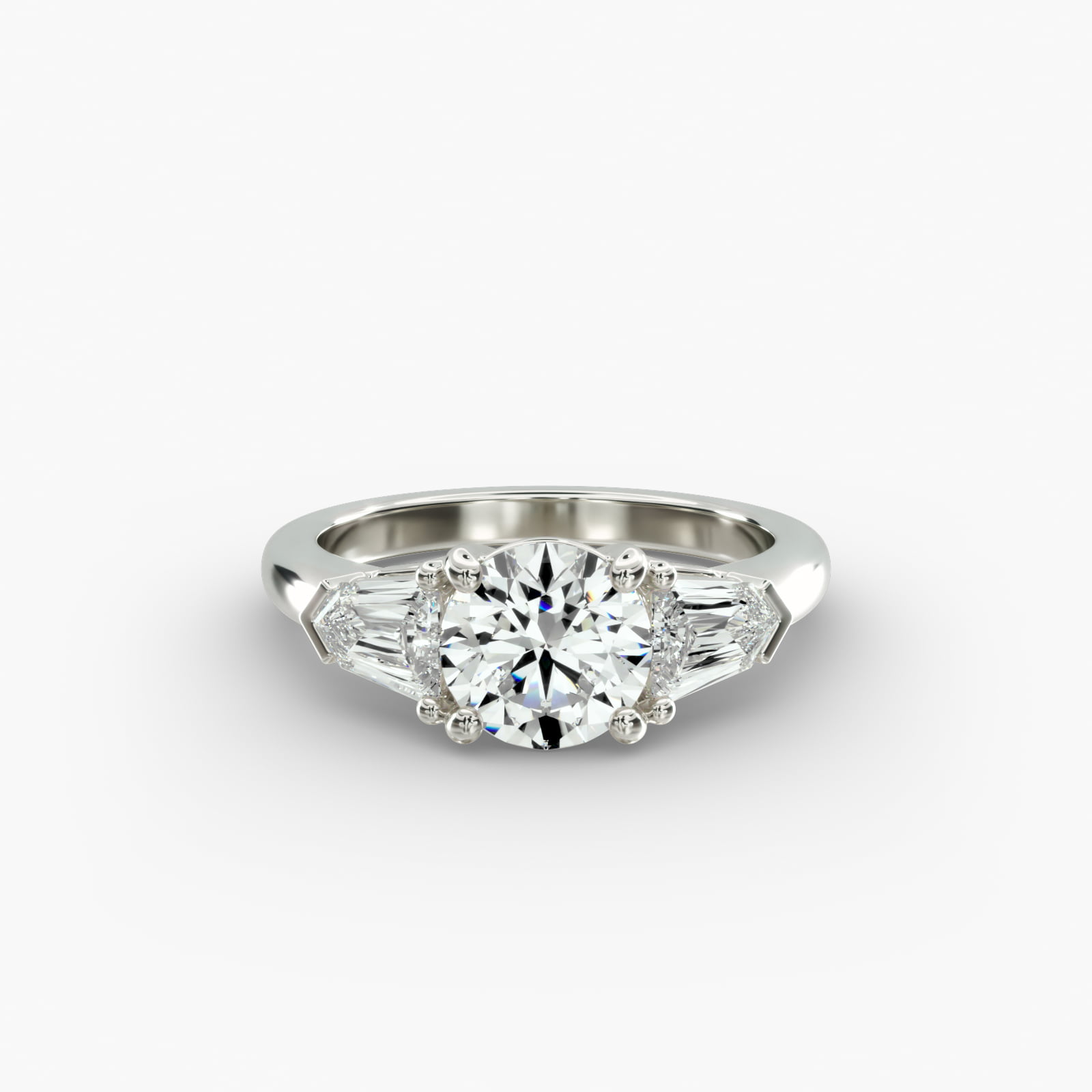 Tapered Bullet Diamond Engagement Ring in 14k White Gold