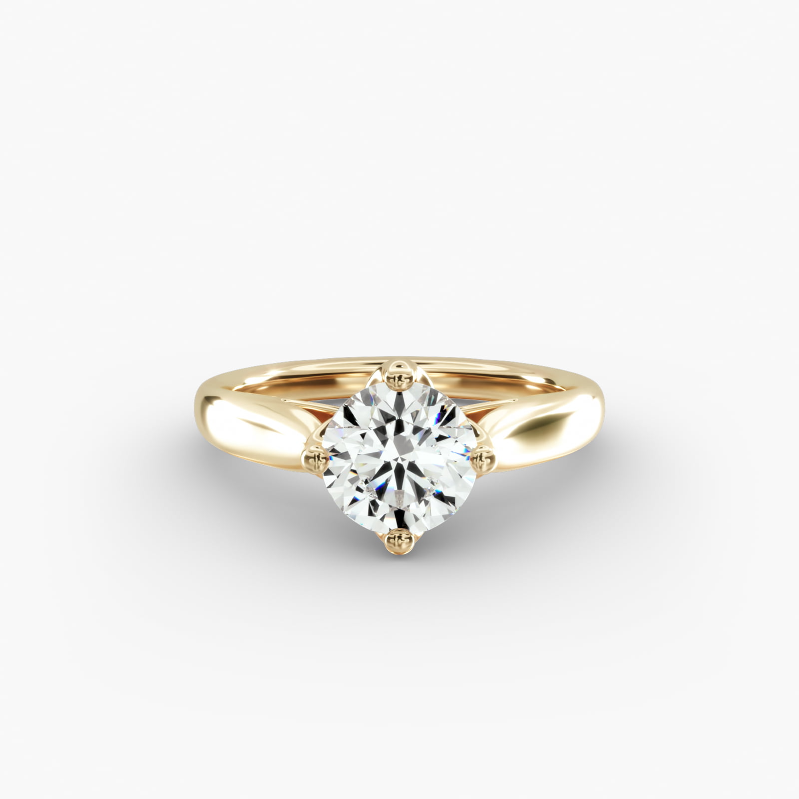 Solitaire Compass Set Engagement Ring in 18k Yellow Gold