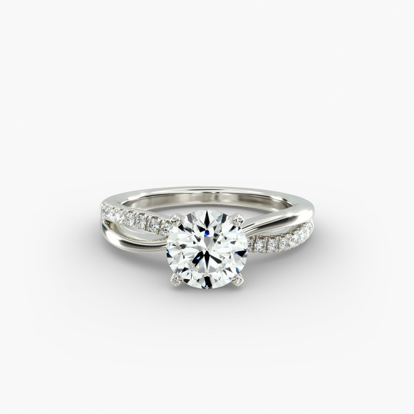 Split Shank Pavé and Plain Shank Diamond Engagement Ring in Platinum (1 ...