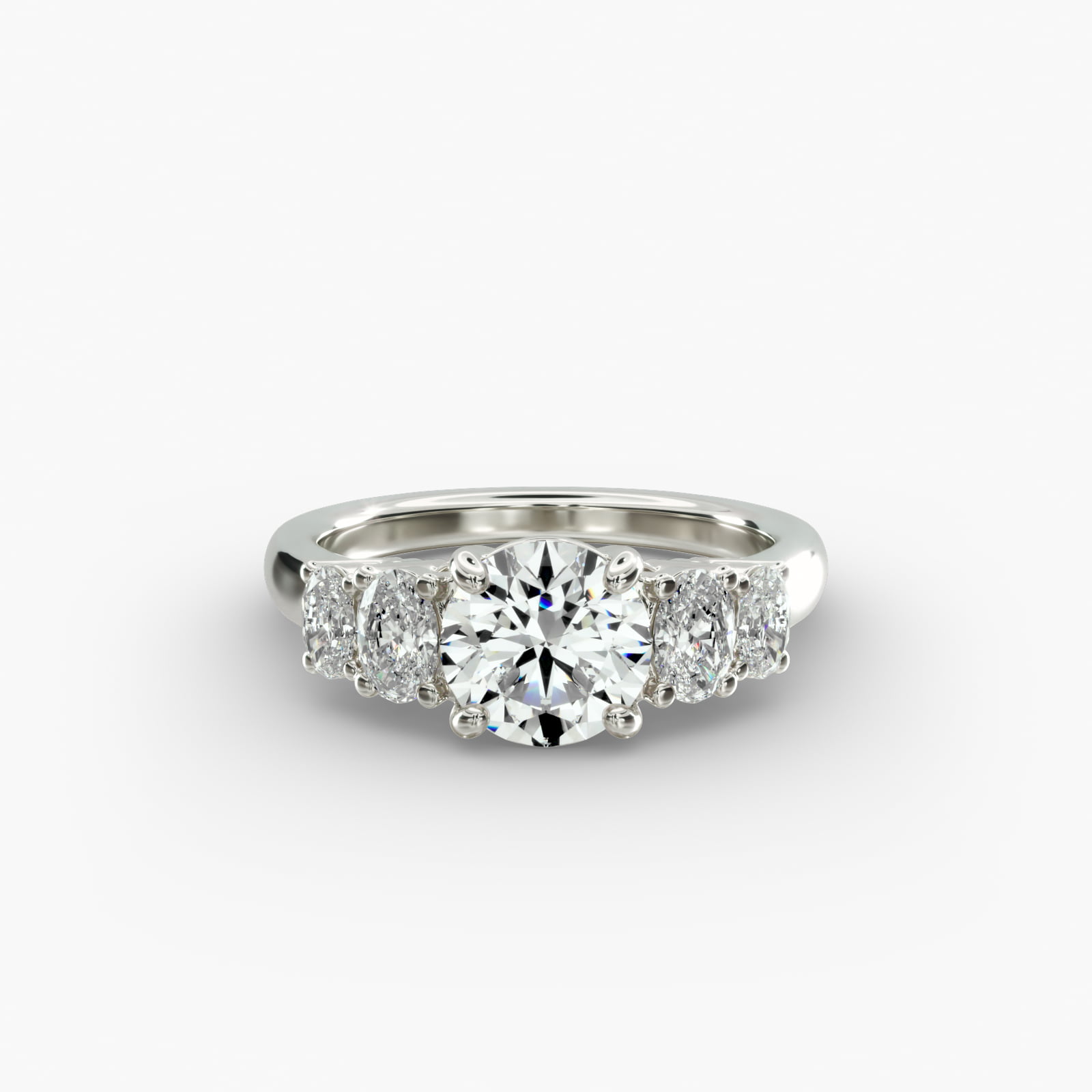 Graduated Oval Diamond Engagement Ring in 14k White Gold (7/8 ct. tw.)