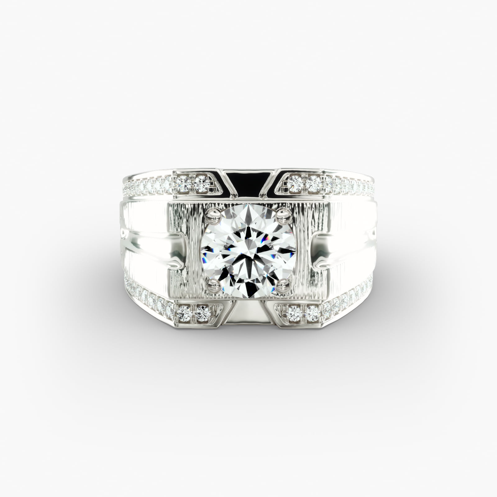 Men's Grooved Diamond Channel Engagement Ring in Platinum (1/4 ct. tw.)