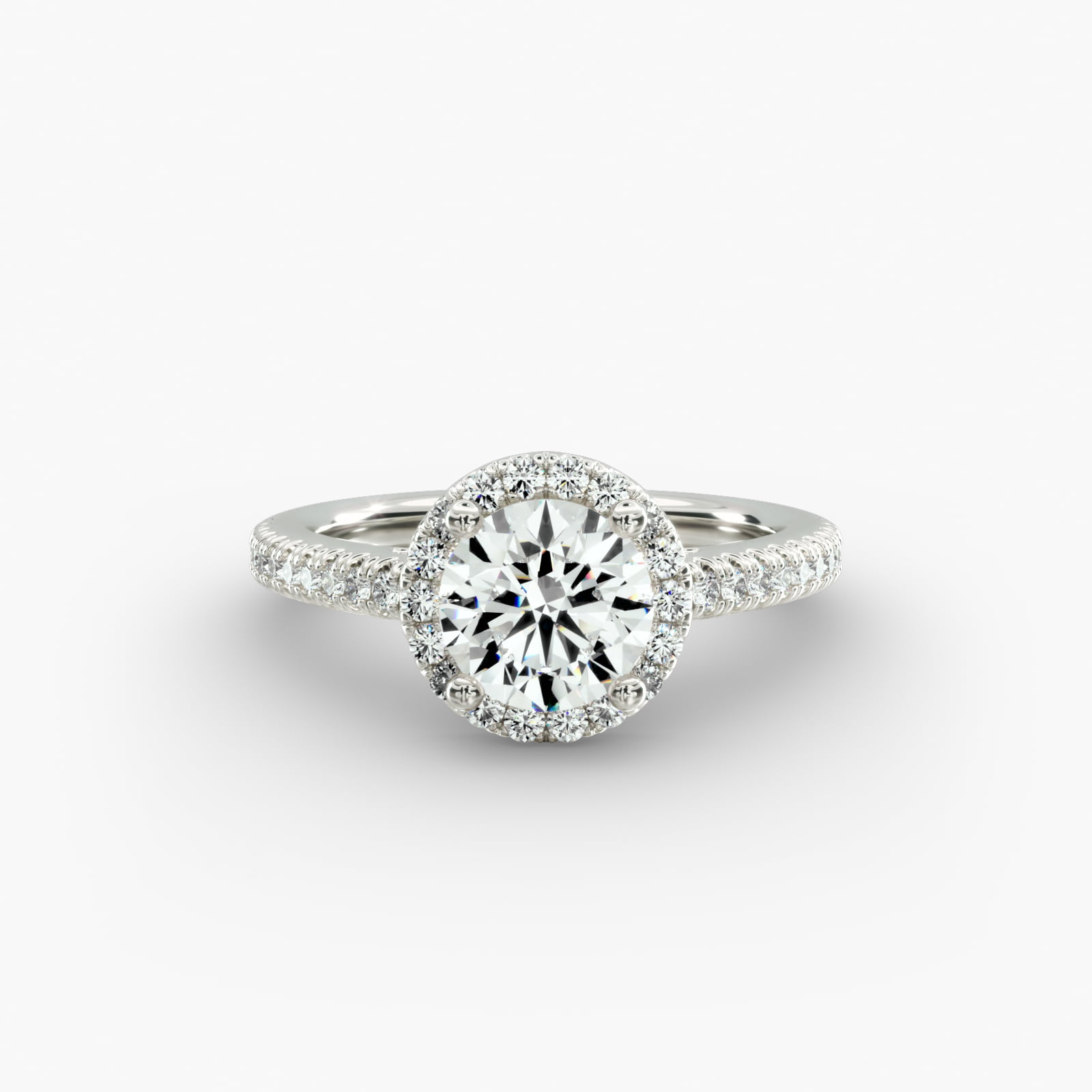 Classic Halo Diamond Engagement Ring in 18k White Gold
