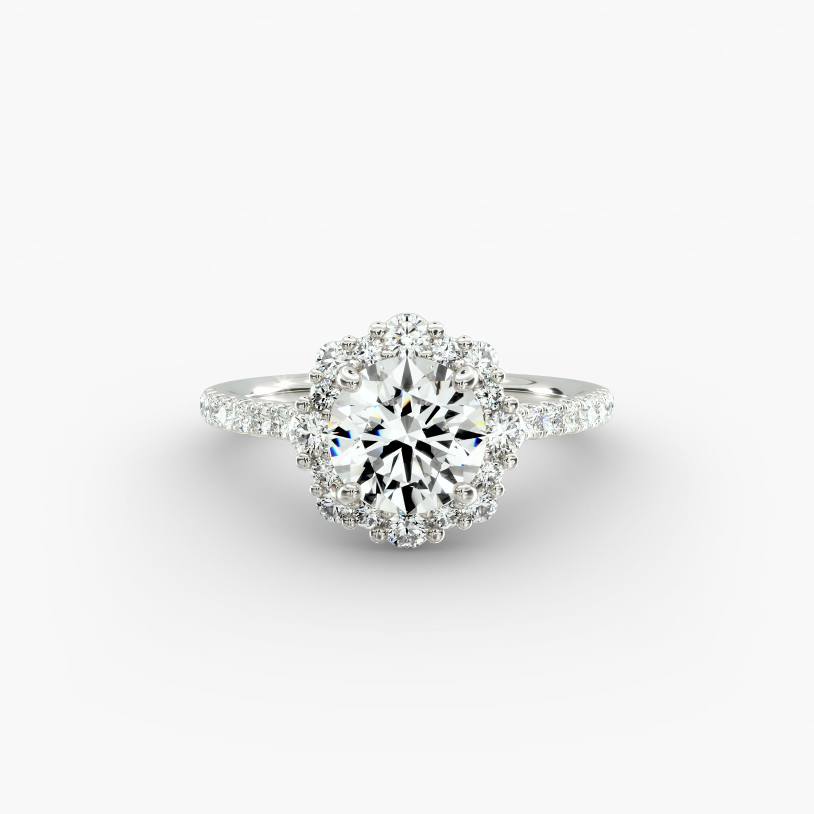 Crescendo Diamond Halo Engagement Ring in Platinum (1/3 ct. tw.)