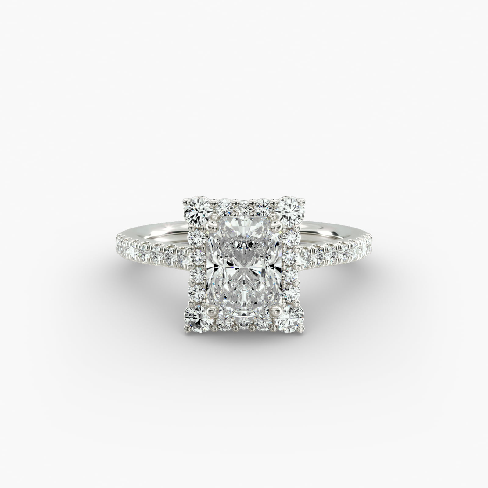 Crescendo Halo Diamond Engagement Ring in 18k White Gold (1/3 ct. tw.)