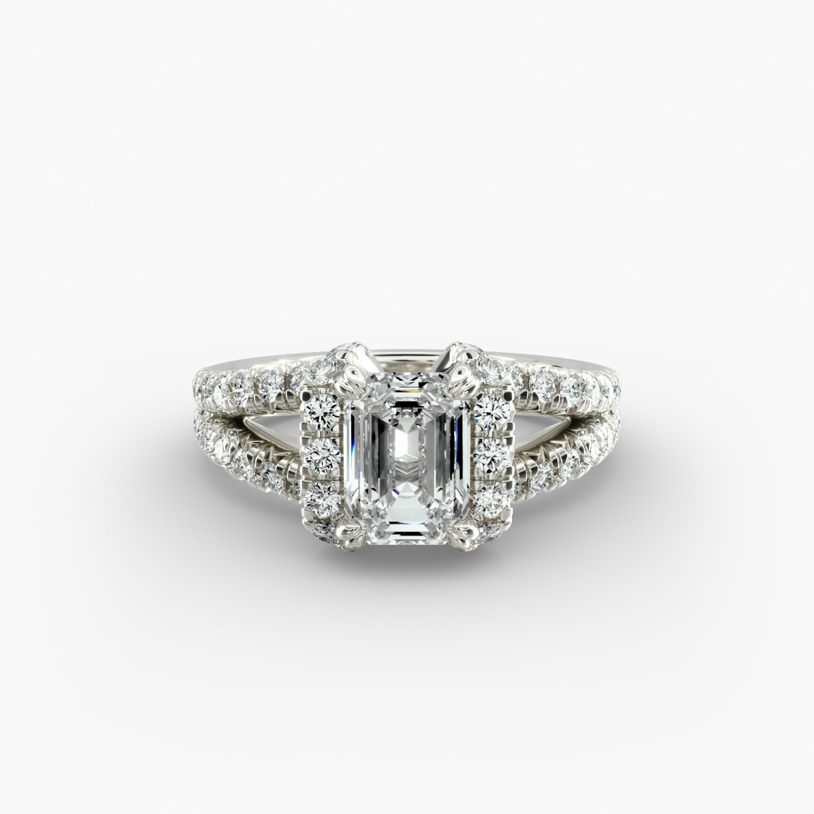 Split Semi Halo Diamond Engagement Ring in 18k White Gold (3/4 ct. tw)