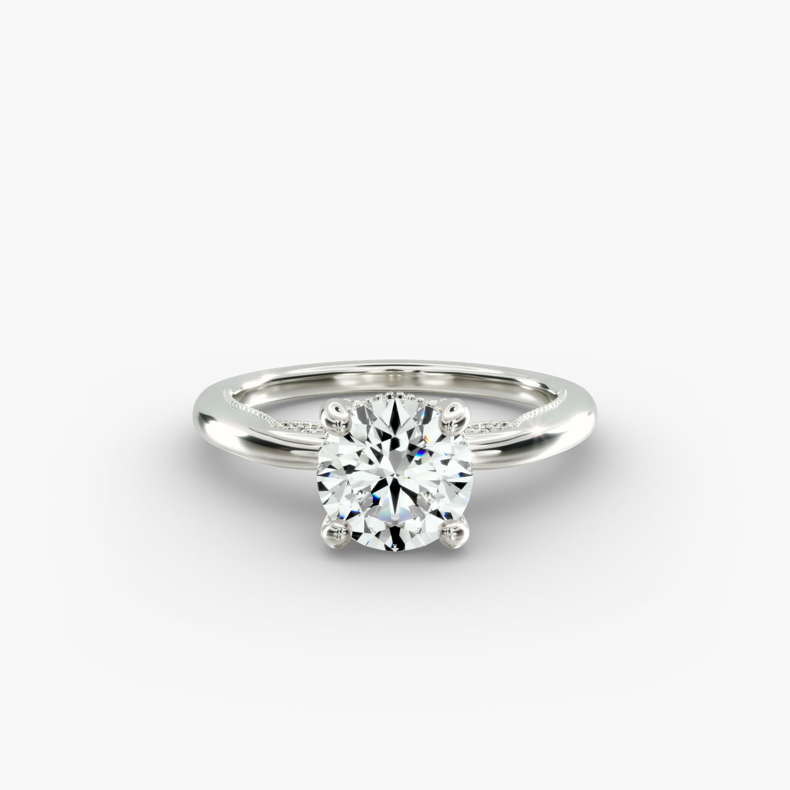 Lace Bridge Solitaire Plus Hidden Halo Diamond Engagement Ring in 14k ...