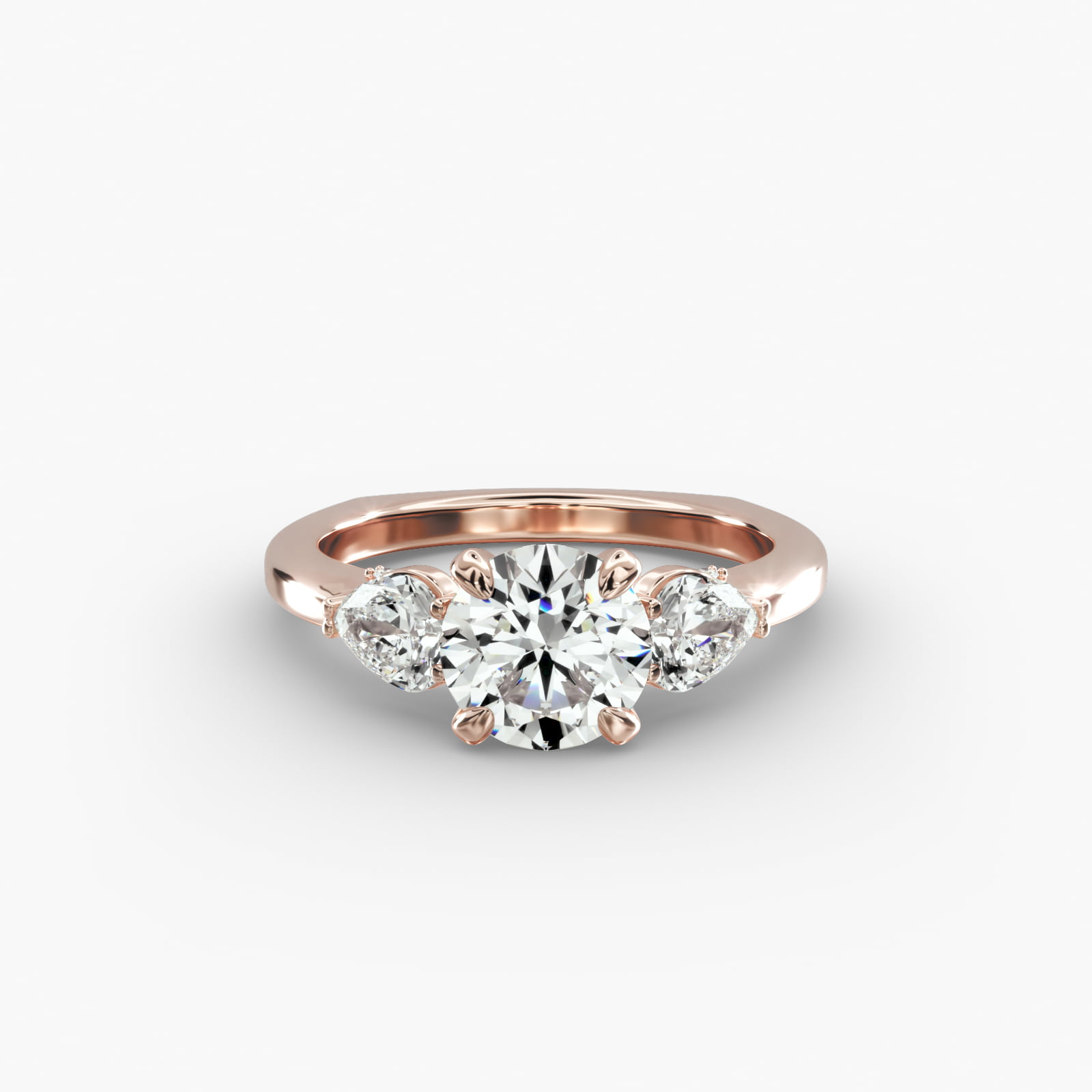 Bella Vaughan Pear Three Stone Engagement Ring in 14k Rose Gold (3/8 ct ...
