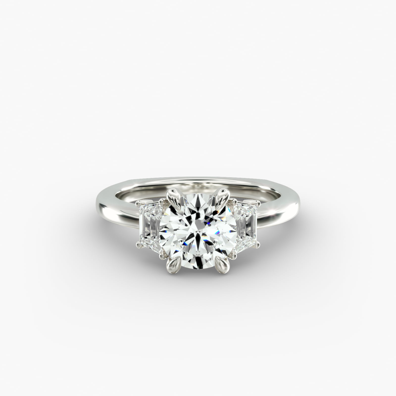 Bella Vaughan Trapezoid Three Stone Engagement Ring in 14K White Gold ...