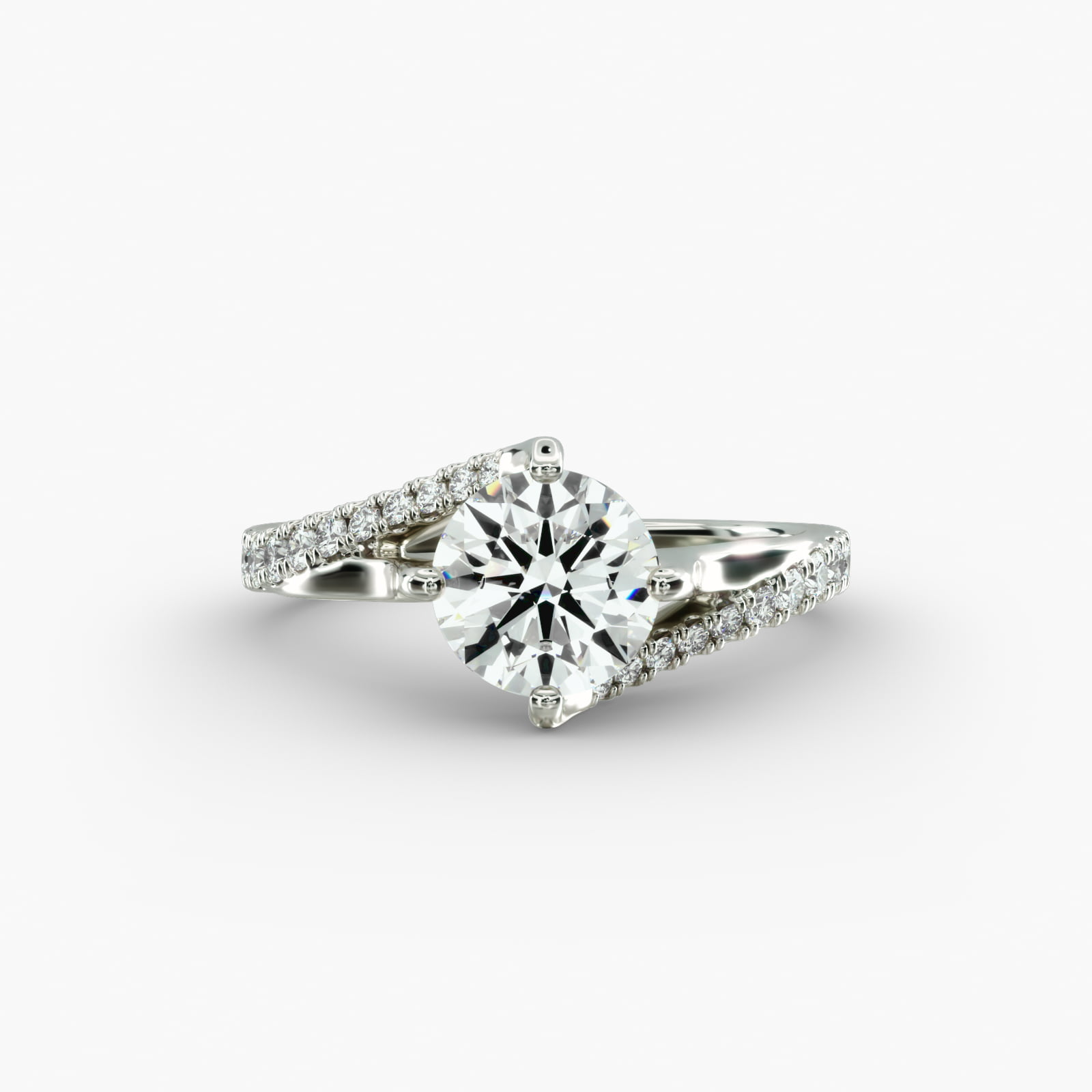 Bypass Pavé Kite-Set Diamond Engagement Ring In Platinum