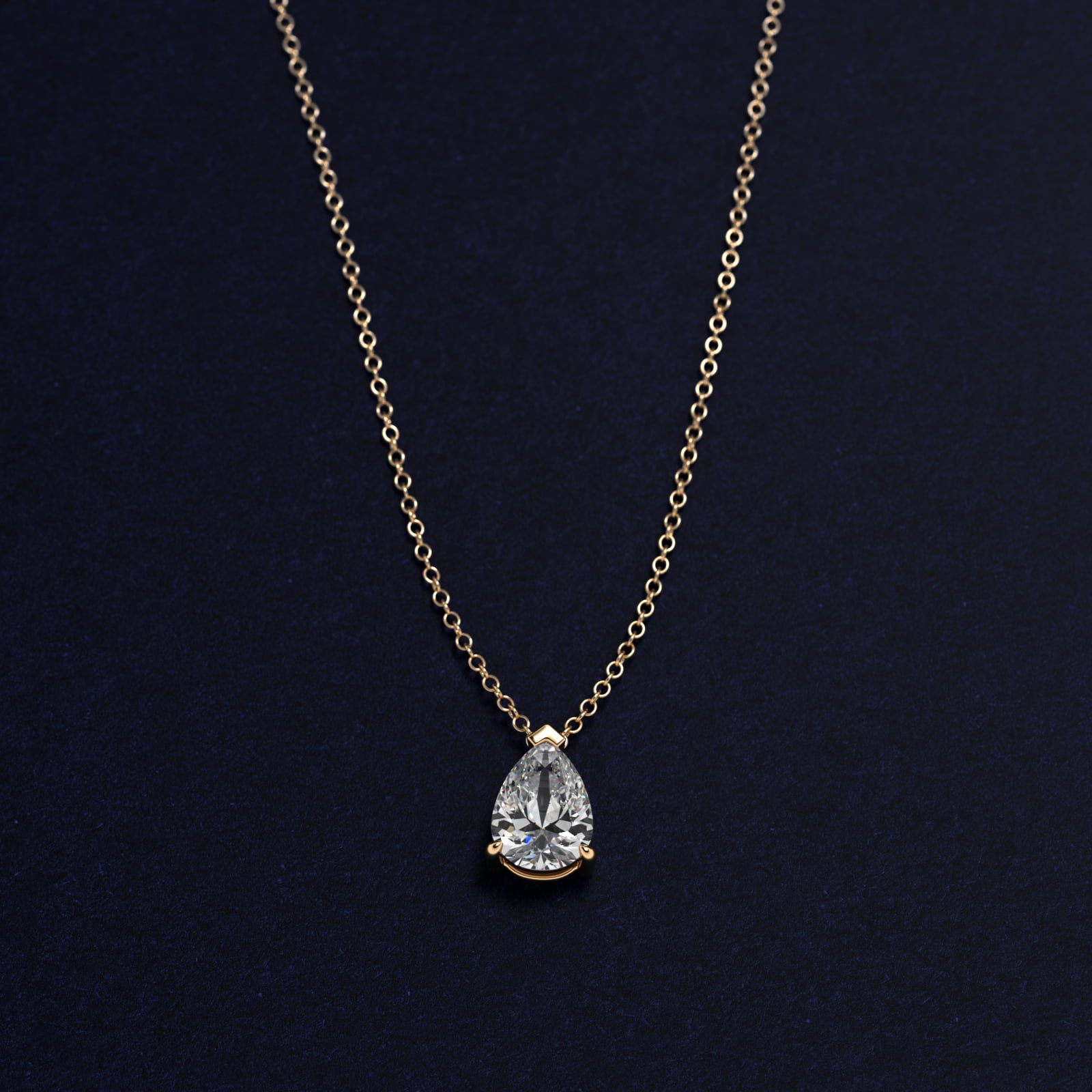 Point Up Pear Cut Diamond Solitaire Pendant In 14K Yellow Gold (Setting)