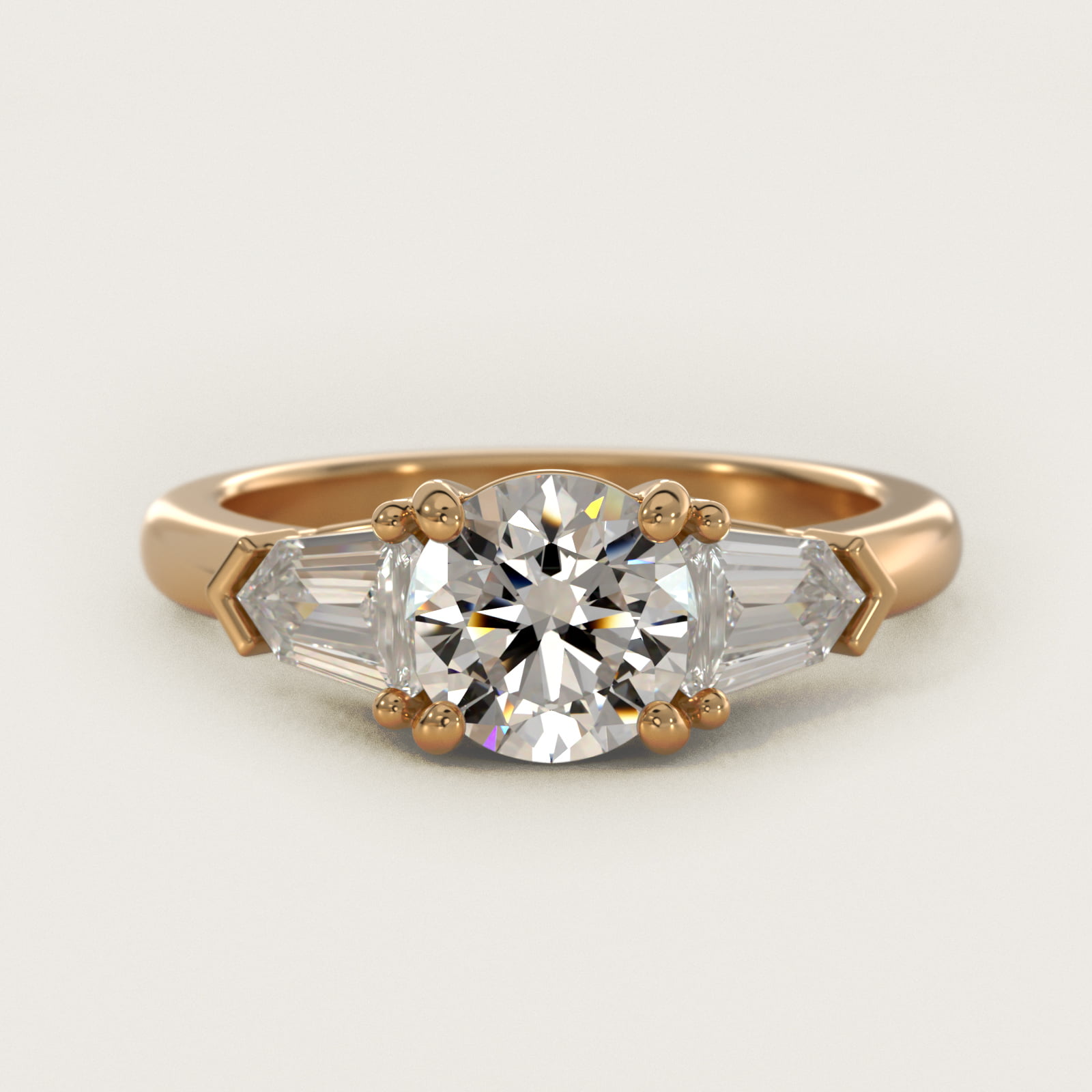 Tapered Bullet Diamond Engagement Ring in 18k Yellow Gold