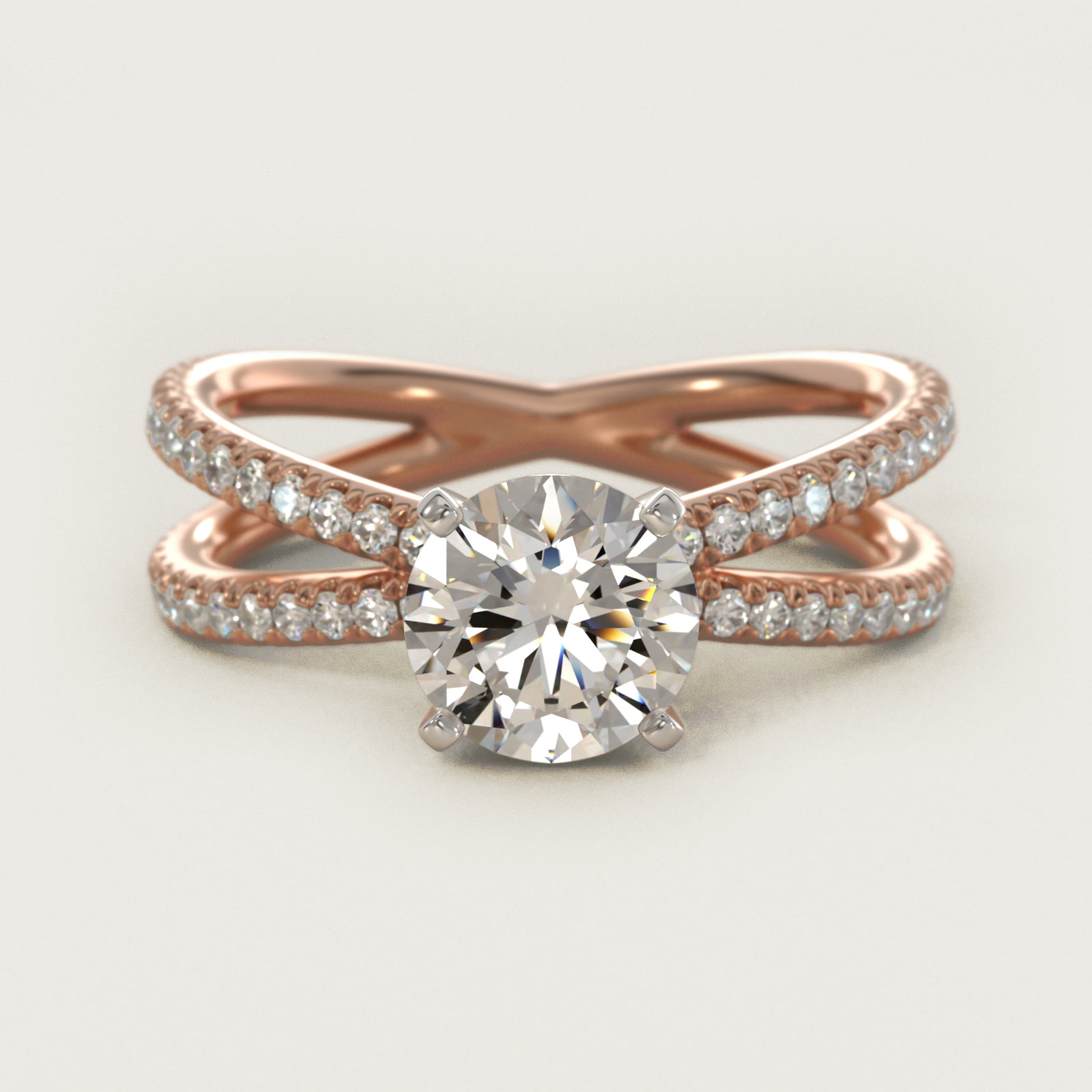 Blue Nile Studio Empress Diamond Engagement Ring in 14k Rose Gold (1/3 ...